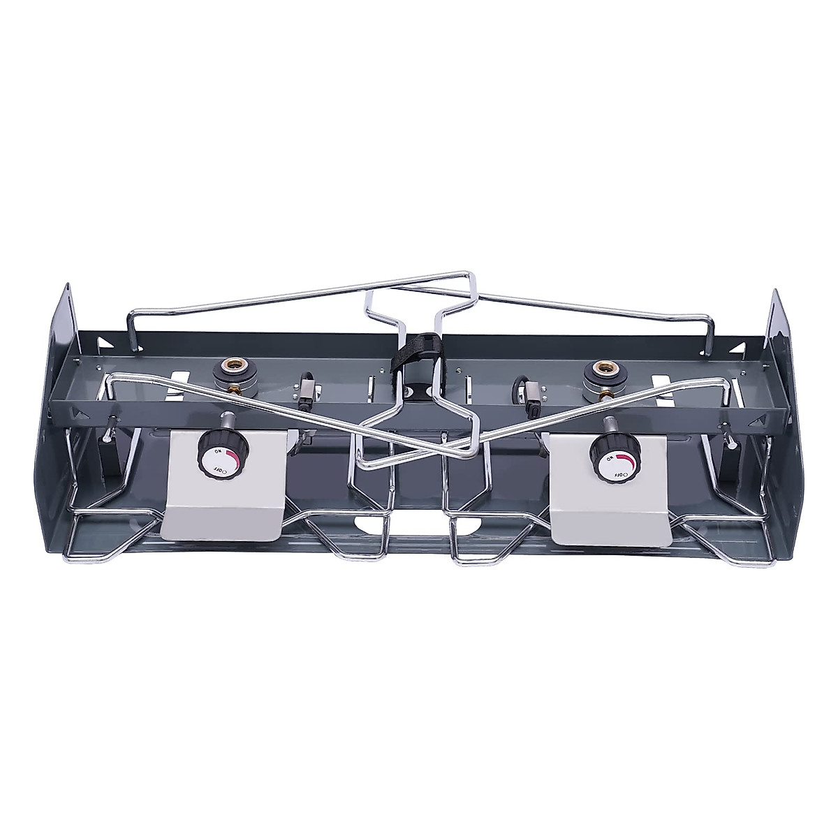 14" Portable Gas Camping Stove 2 Burner Stovetop Foldable Butane Gas Cooktop w/Regulator For Camping, Outdoor Cooking, Rv Travel, Backpacking Travel, Barbecue And Family Emergency Backup