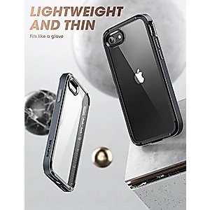 SUPCASE Unicorn Beetle Edge Series Case for iPhone SE (2020/2022) /iPhone 7 /iPhone 8, Slim Frame Clear Case with TPU Inner Bumper & Transparent Back (Black)
