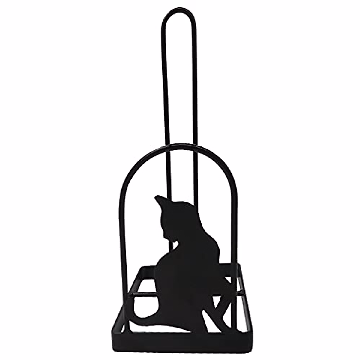 Evelots Kitty Cat Toilet Paper Holder-Free Standing-Bathroom Space Saver-Black Metal