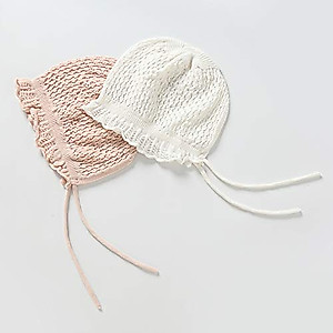 Vivobiniya Toddler Girl Lovely Flounce Knit Hats Baby Bonnets Newborn Baby Hats 0-8y (US, Age, 0 Months, 3 Months, Pink(Cotton))