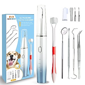 Ninibabie Dog Tooth Brusing Kit,Plaque and Tartar Remover for Teeth,Pet Dental Care Kit,4 Modes Pet Ultrasonic Tooth Cleaner,Dog Toothbrush,Dental Care for Dogs