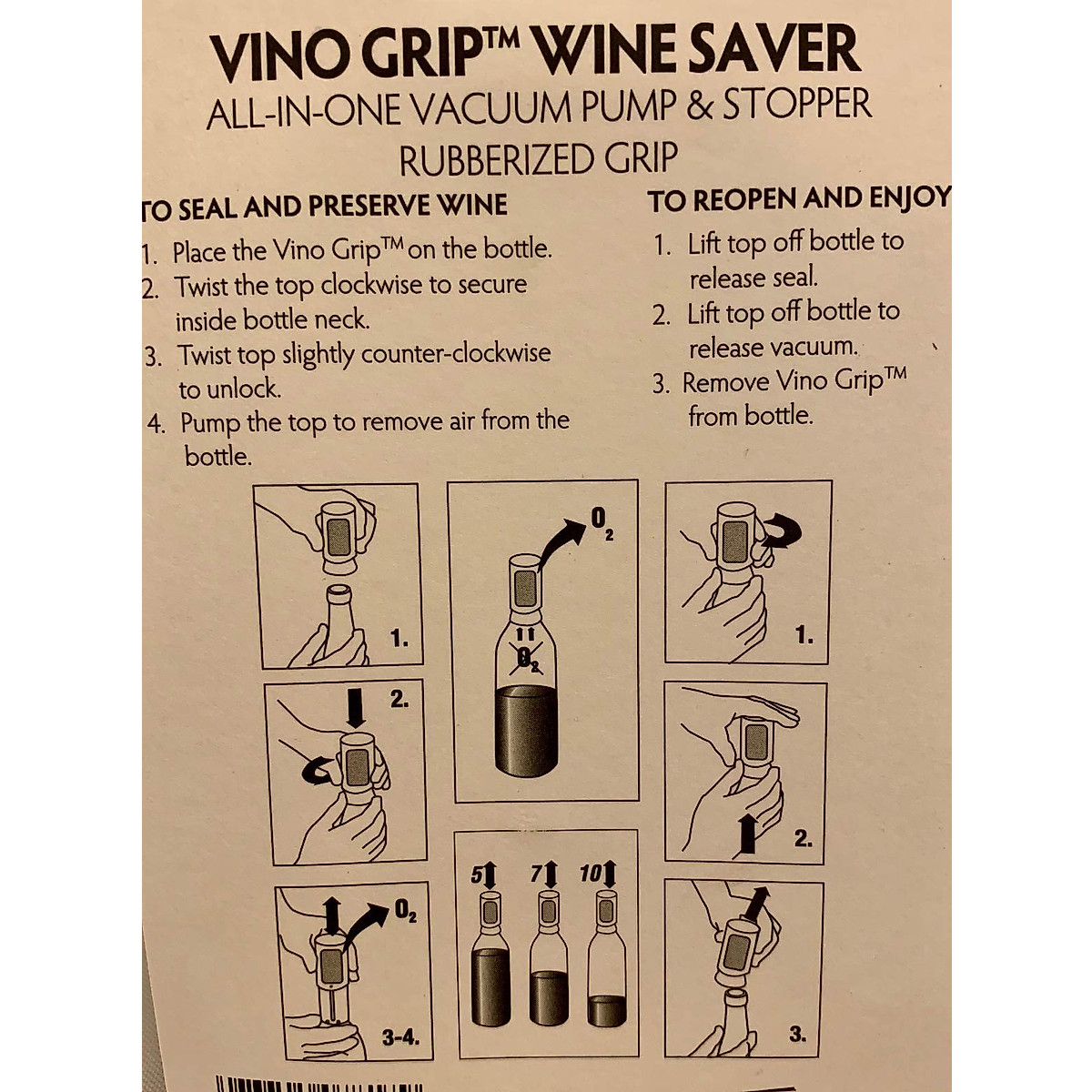 Franmara Vino Wine Saver Vacuum Pump and Stopper, Black, (Pack of 1) Rubberised Panel for Better Gripping