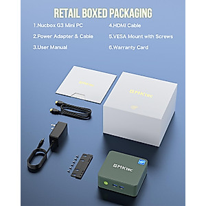 GMKtec Mini PC N100, Preinstalled Windows 11 Pro, G3 Intel Alder Lake N100 (3.4GHz), 8GB DDR4 RAM 256GB PCIe M.2 SSD, Desktop Computer 4K Dual HDMI/USB3.2/WiFi 6/BT5.2/2.5G RJ45 for Office, Business