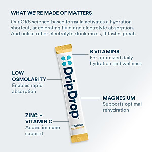 DripDrop Hydration - Zero Sugar Passion Fruit - Electrolyte Drink Mix Single Serve Powder Packets | Non-GMO, Gluten Free, Vegan | 32 Sticks