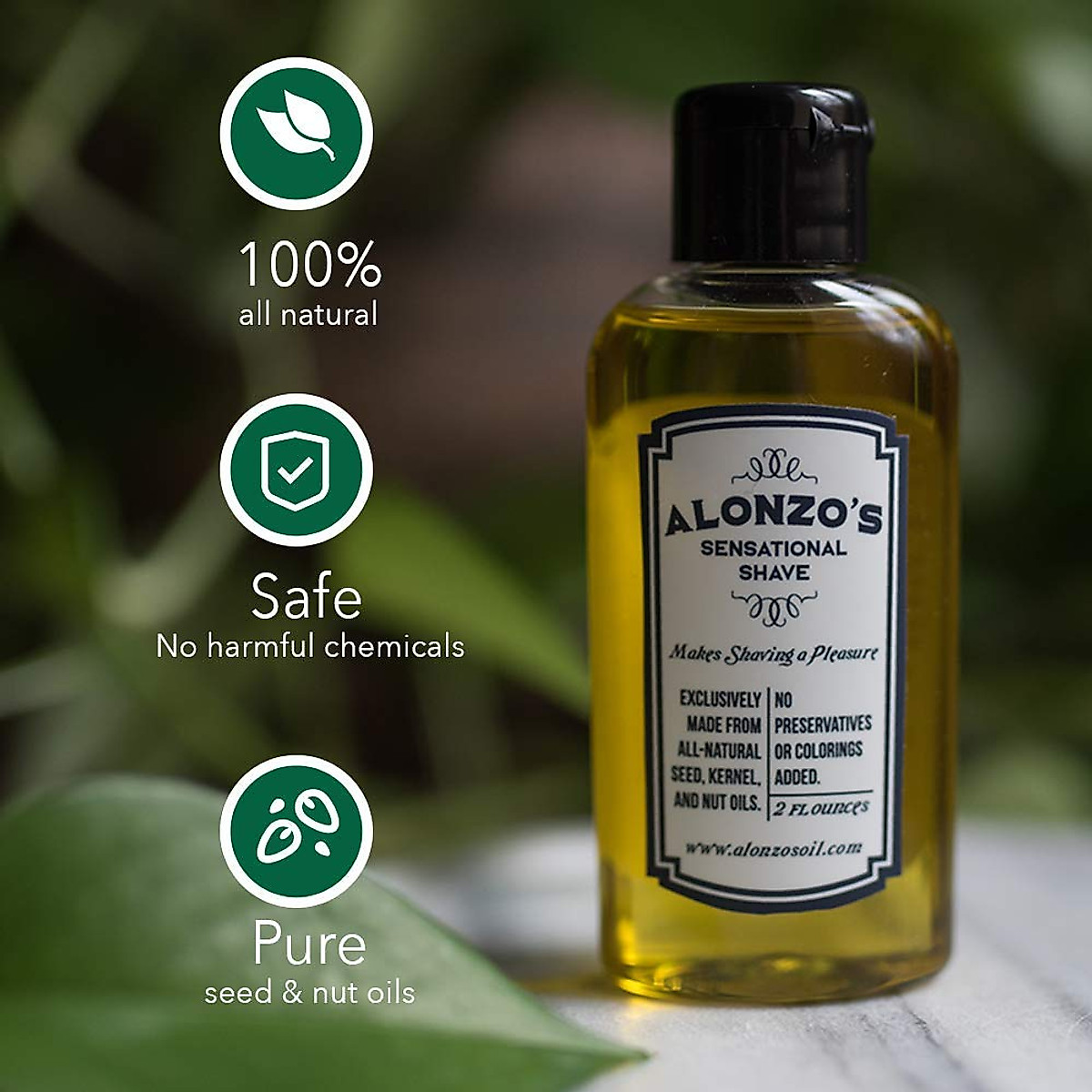 Alonzo's Sensational Shave - Shaving Oil for Men (1-Pack, 2 Oz Bottle) All-Natural Pre-Shave & After Shave Oil for Face and Body - Moisturizes & Calms Irritated Skin from Razor Burn