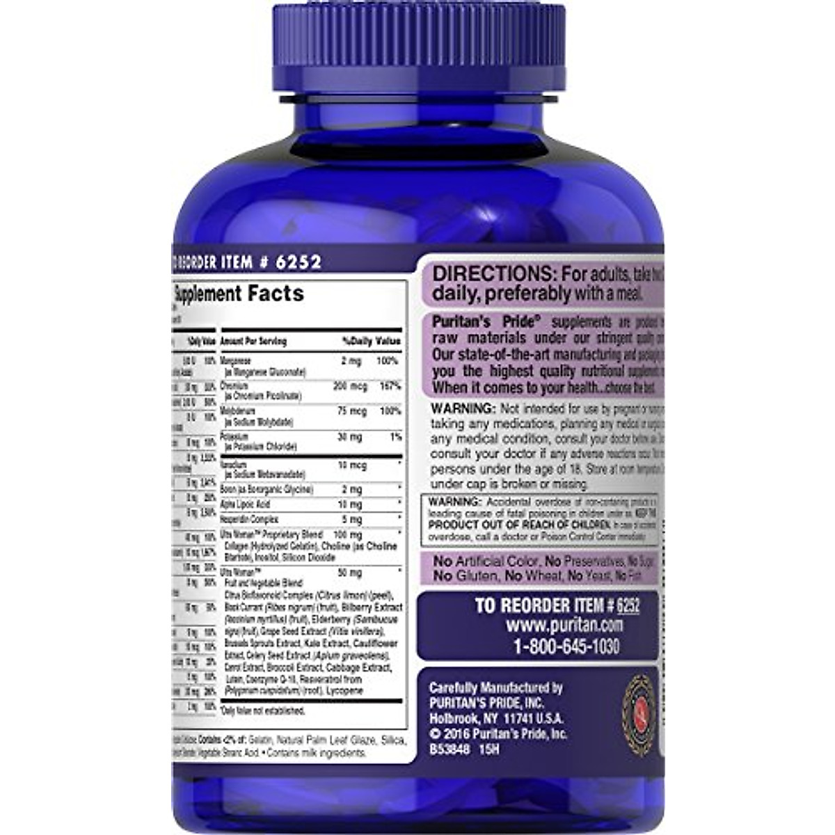 Puritans Pride Ultra Women Daily Multi Timed Release, 180 Count