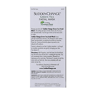 Sudden Change Green Tea Facial Mask – Diminish Wrinkles, Puffiness & More - Improve Texture, Purify Pores & Remove Excess Oil – Made with Antioxidants - Cooling Sensation for Relaxation (3.4 oz)