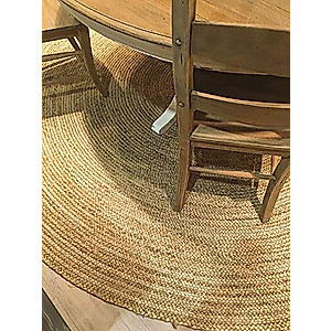 The Knitted Co. 100% Jute Area Rug Approx 4 Feet - Braided Design Hand Woven Natural Carpet - Home Decor for Living Room Hallways - Round Natural Fibers