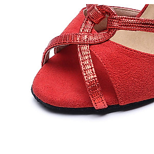 Goettin Professional Latin Dance Shoes Satin Salsa Dancer Shoes Ballroom Tango Dancing Shoes for Women with 3.5" Heel by FBA (US7.5) Red