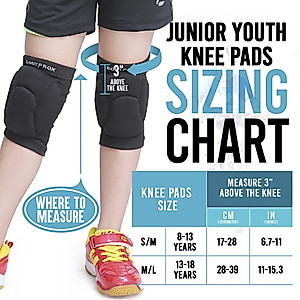 Bodyprox Volleyball Knee Pads for Junior Youth, 1 Pair Unisex (8-13 Years)