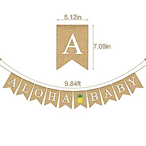Jute Burlap Aloha Baby Banner with Pineapple Summer Baby Shower Nursery Decoration