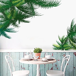 Generic Tropical Leaves Wall Decals Removable Green Palms Tree Plant Wall Stickers for Living Room Kids Room Bedroom Playroom Decor