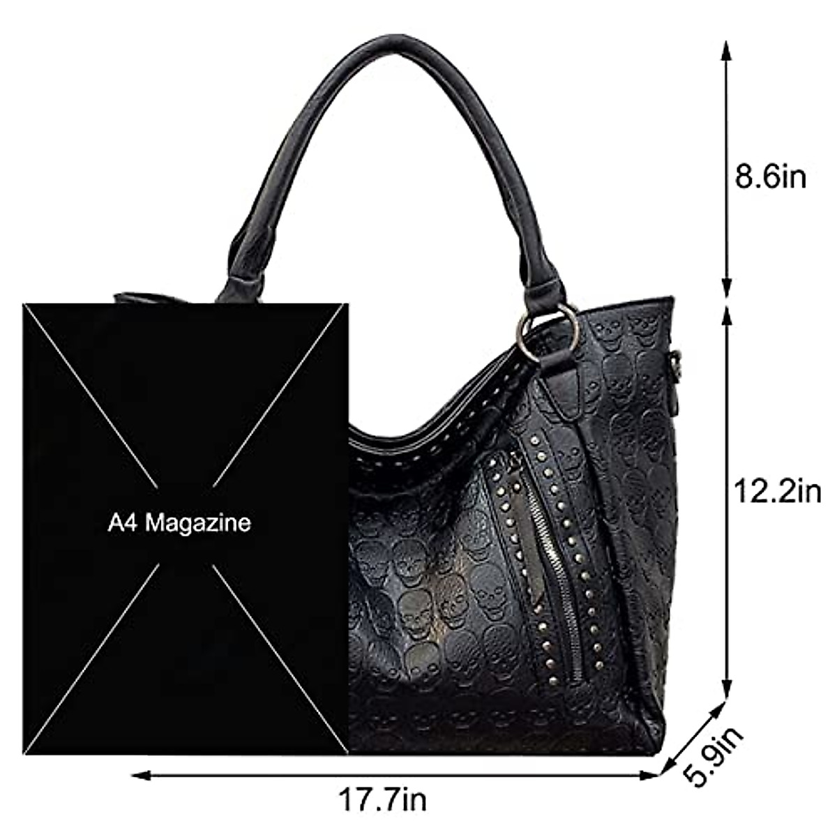 DDQYYSPP Handbags and Purses for Women Leather Shoulder Bag Skull Print Satchel Fashion Top-Handle Tote Ladies Wallet