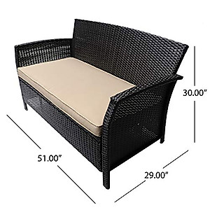 Christopher Knight Home Tori Outdoor Wicker Loveseat, Brown and Tan