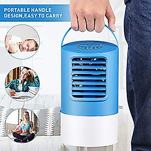 IMIKEYA Portable Air Conditioner- 4 in 1 Mini Air Conditioner Fan Personal Air Conditioner Evaporative Air Cooler 3 Speeds Small Portable Cooler Quiet Desk Cooling Fan for Home Office Christmas Gift
