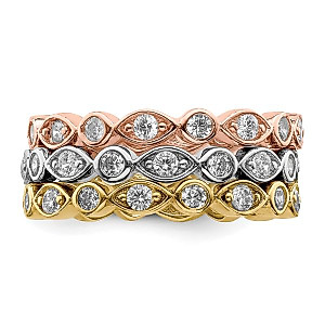 IceCarats 925 Sterling Silver Trio Cubic Zirconia CZ Stackable Rings Size 8