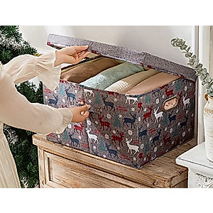 Nopuper Large Toy Box Storage Organizer with Lid,2 Packs, Foldable Shelf Storage Bins, Sturdy PP Interlayer,Hard Bottom and Sides, 20"*16"*12"