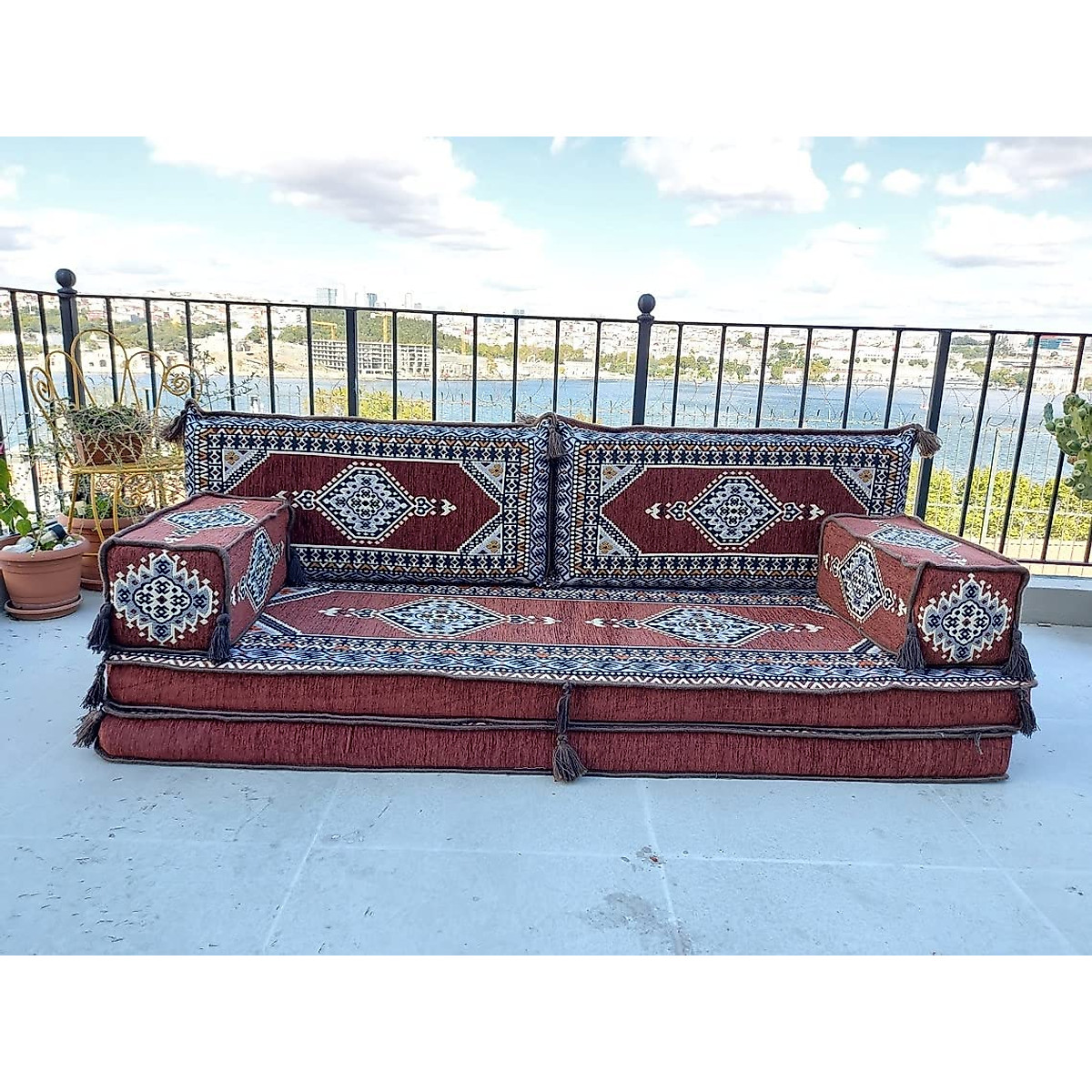 8 Thickness Arabic Sofa Floor Seating Set, Pallet Sofa, Turkish Floor Cushions, Sectional Sofa, Arabic Majilis, Ottoman Couch, Arabic Jalsa (Brown)