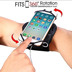 360° Rotatable Sports Running Armband Case Cell Phone Holder for iPhone 14 13 11 Pro Max 12 Mini XR SE 8 Samsung Galaxy S20 S21 S22 S23 Plus S10e Google Pixel 6a 5 6 7 Moto E BLU View, 4''-6.5'' Phone