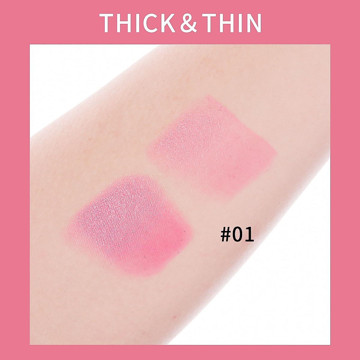 Waterproof Cream Blush for Cheek, Eyes and Lip Long Lasting & Smooth Creamy Formula Lightweight Blush Stick Blush Wand 01#