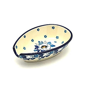Polish Pottery Spoon Rest - White Poppy