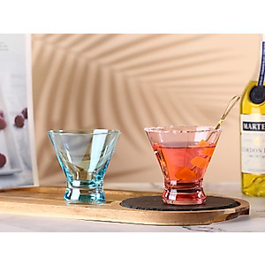 Physkoa Colored Martini Glasses Set of 6, Colorful Cocktail Glasses,Margarita Glass,Short Tumblers,Cosmo,Espresso Martini,Coupe Glasses, Drinkware for Wedding,Birthday,Housewarming,Party 8oz