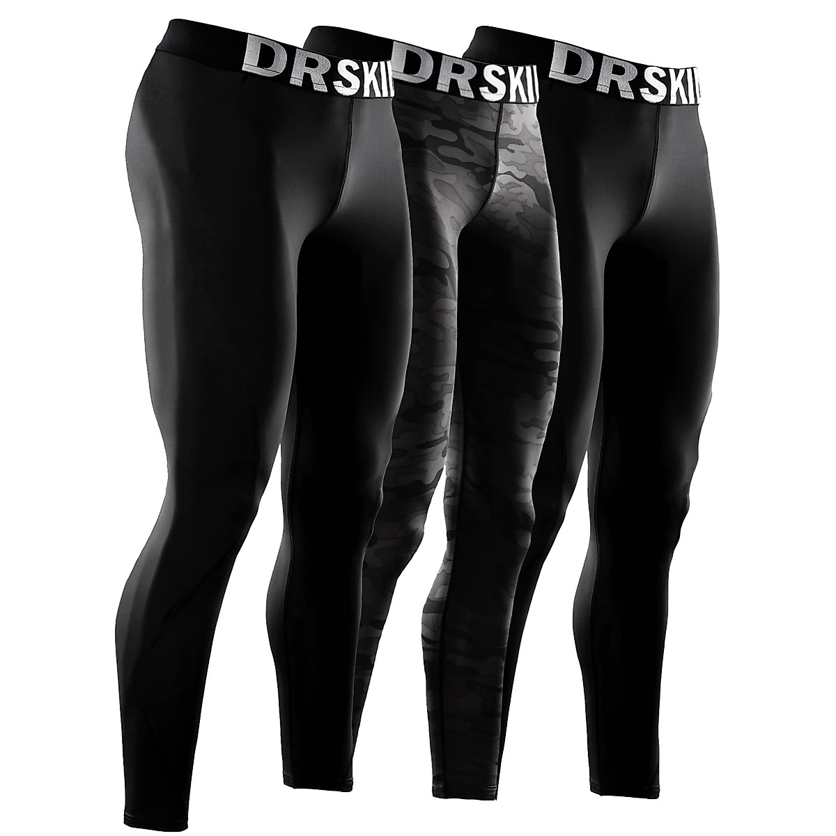 DRSKIN 3 Pack Men’s Compression Pants Tights Leggings Sports Baselayer Running Athletic Workout Active (Classic (B01 2P+MBB02 1P), M)
