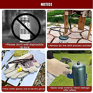 ATKKE Propane Refill Adapter Hose for 1 lb. Tanks, 48'' Propane Gas Extension Hose Fill 1lb Bottles from 20lb Tank, On/Off Shutoff Control Valve (QCC1 Type1 Inlet),4 Feet