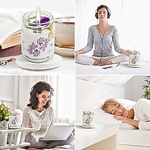 ZINCGE Pisces Zodiac Crystal Candle Gifts for Women, Astrology Spiritual Birthday Gifts Horoscope Natural Soy Bergamot Scented Candle with Dry Flowers and Amethyst Healing Crystals