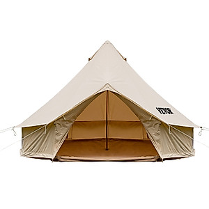 Happybuy Bell Tent for Family Camping Outdoor Hunting Party in 4 Seasons, 9.8ft/3m 100% Cotton Canvas Yurt Tent - w/Stove Jack, Luxury Glamping , Waterproof