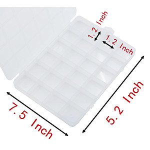 YIKANGHENG 25 Grids 7.5 Inch x 5.2 Inch Fixed Clear Plastic Jewelry Organizer Storage Box Jewelry Earring Tool Containers (1)