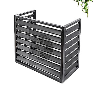 Heat Pump Air Conditioning Cover Decorative Privacy Screen, Air Conditioner Rack For Winter Outdoor Protection, Windproof, Aluminum Air Conditioner Louvered Frame ( Color : Gray , Size : 110x60x80cm )