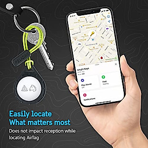Pelican Protector AirTag Holder - AirTag Keychain w/ Rugged Strap Loop [Impact Resistant] [Travel Essentials] - Protective Apple AirTag Case for Dog Collar, Backpack ,Keys ,Luggage -Black/Yellow