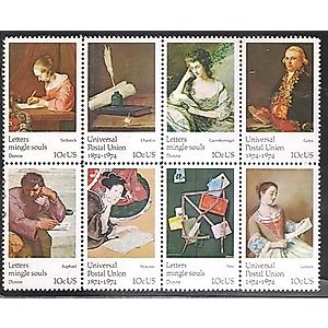 Stamps U.S Scott 1530-1537 10 Cent Universal Postal Union Centennial Block MNH