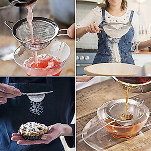 Eleen Stainless Steel Strainer | Set of 3 Kitchen Strainers Available Sizes (S,M,L) | Perfect Strainers for Kitchen Use | Mesh Strainer with Durable, Strainers fine Mesh for Tea, Pastas, Vegetables