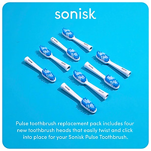 Sonisk Pulse | Electric Toothbrush Heads | 4X Replacement Heads for Sonisk Pulse | 31,000 Strokes Per Minute