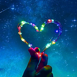 Multicolor Christmas Twinkle Fairy String Lights Battery Operated 3 Modes 20 LED 12 Packs 7.2ft Silver Wire Starry Firefly Lights with Timer for DIY Craft Bottle Table Birthday Party Decorations