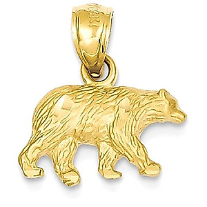 IceCarats 14K Yellow Gold Bear Necklace Charm Pendant 17mm x 10.5mm Only