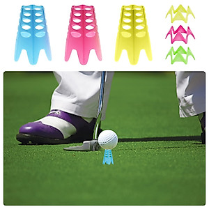 Golf Simulator Tees, 18 Pcs Indoor Golf Tees Golf Mat Tees Plastic Golf Tees Practice Golf Tees Perfect for Turf and Driving Range Winter Golf Tees, Tall + Short (Yellow, Green and Pink)