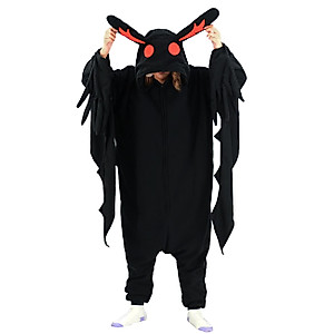 Mothman Halloween Onesie Adult Pajamas Cosplay Animal Homewear Sleepwear Jumpsuit Costume for Women Men