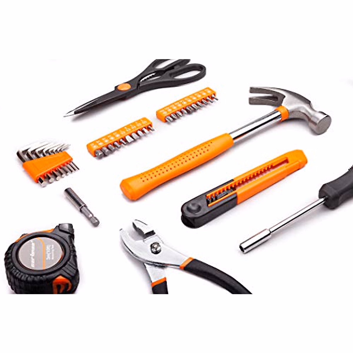 CARTMAN 39 Piece Tool Set General Household Hand Kit with Plastic Toolbox Storage Case Orange