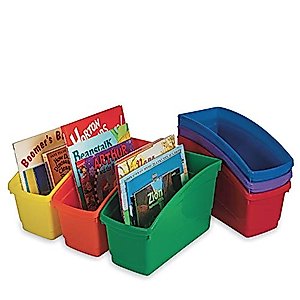S&S Worldwide Durable Book, Magazine, File Folder, and Binder Holders. Ideal Bin for Narrow or Vertical Storage Needs. Instantly Color Code Home or Classroom, Assorted Primary Colors. Set of 6.