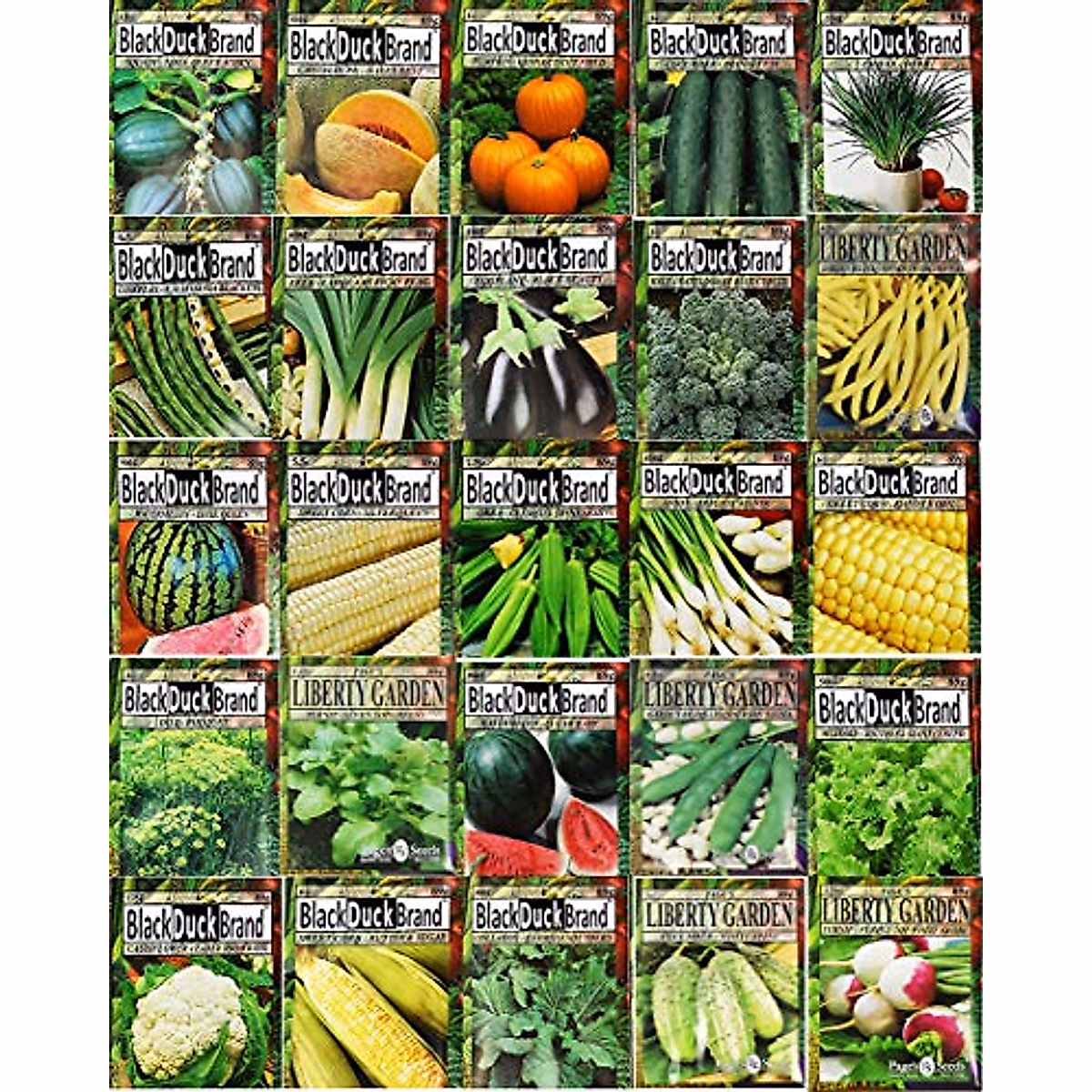 Set of 25 Premium Vegetable & Herb Seeds - 25 Deluxe Variety Premium Vegetable & Herb Garden 100% Non-GMO Heirloom