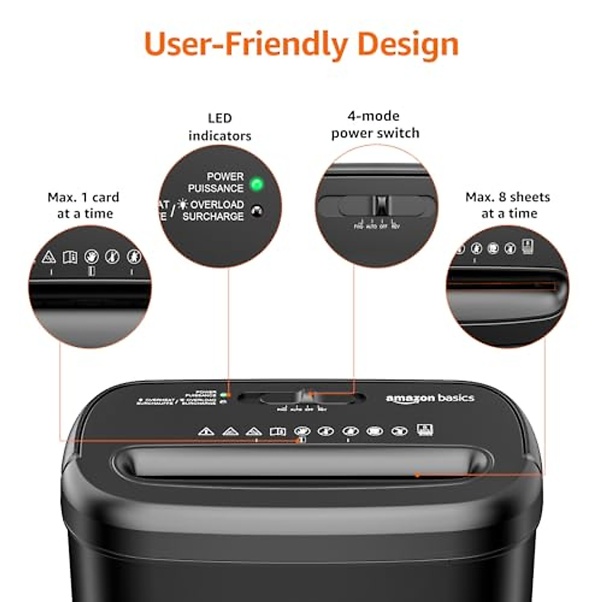 Amazon Basics 8-Sheet Cross Cut Paper Shredder and Credit Card Shredder - Black