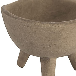 Creative Co-Op Boho Terracotta Footed Planter, Distressed Cream