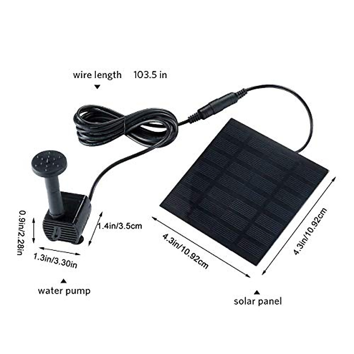 n/a Solar Panel Powered Water Fountain Pool Pond Garden Water Sprinkler Sprayer with Water Pump & 3 Spray Heads