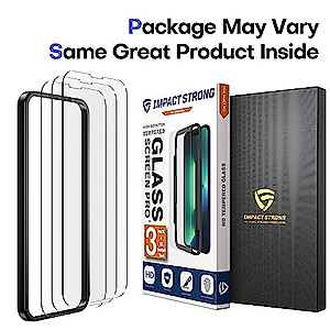 ImpactStrong Shatterproof Tempered Glass Screen Protector for iPhone 14 Plus/iPhone 13 Pro Max [Bubble Free] [9H Hardness] [Full Coverage] Case Friendly, 6.7 Inch (3-Pack)