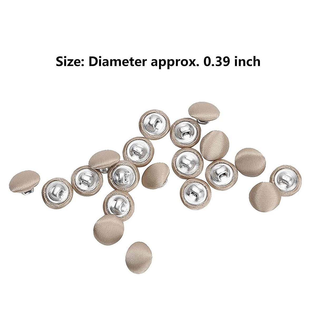 20 Pcs Satin Covered Metal Shank Buttons Cloth Buttons for Wedding Dress Tuxedo Suits (Champagne, 10mm)