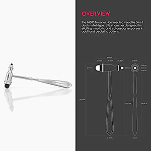 MDF Instruments, Tromner Neurological Reflex Hammer with Pointed tip Handle for cutaneous and Superficial responses - Free-Parts-for-Life & Lifetime Warranty - Black (MDF555-11)