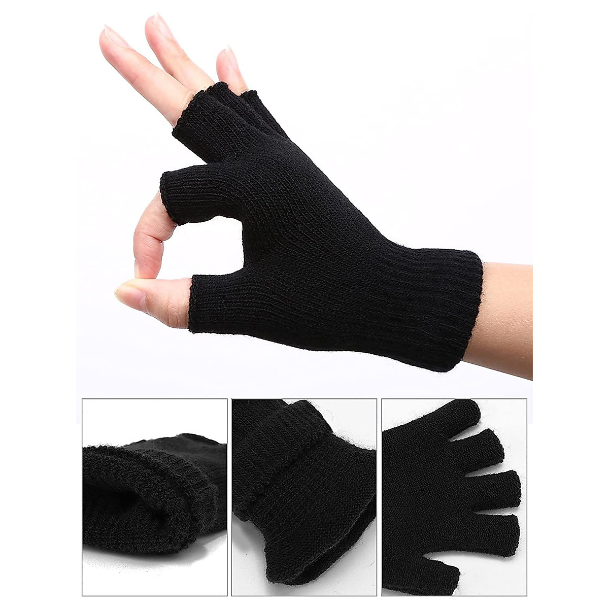 SATINIOR 2 Pair Unisex Half Finger Gloves